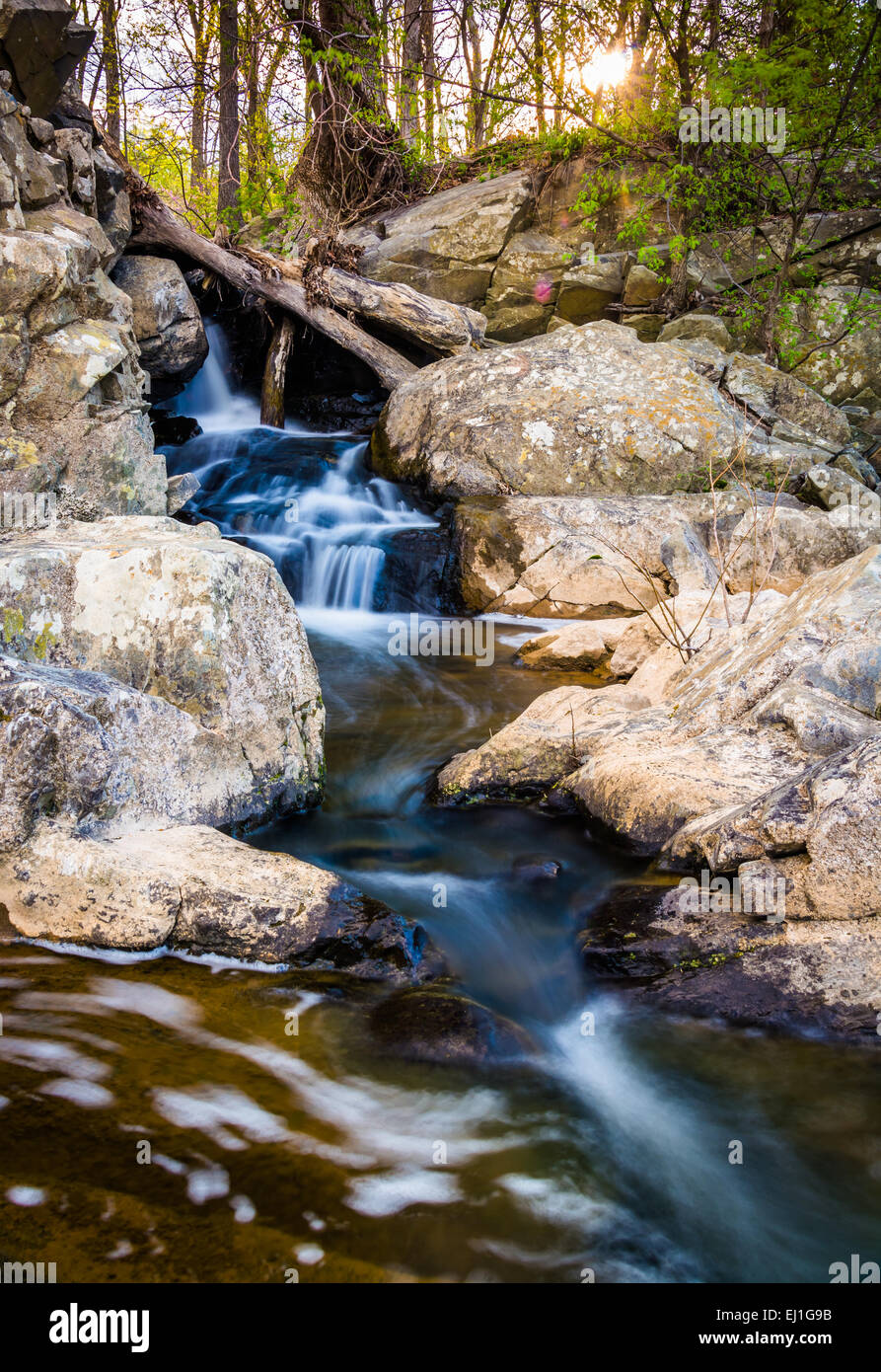 Small waterfall on a stream at Great Falls Park, Virginia Stock Photo ...