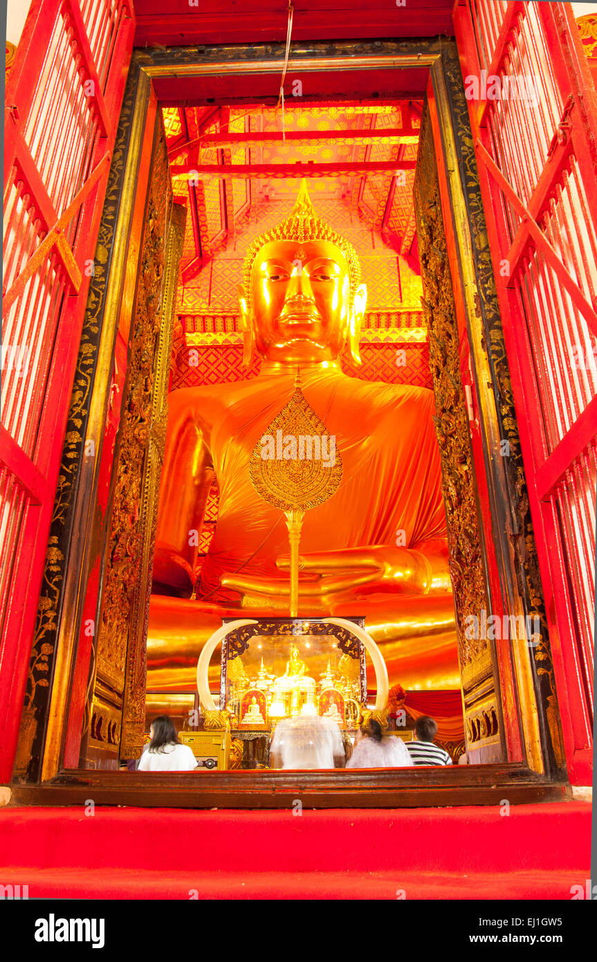 AYUTTHAYA,THAILAND-JUNE 27, 2013:The main Buddha image, Wat Phanan ...