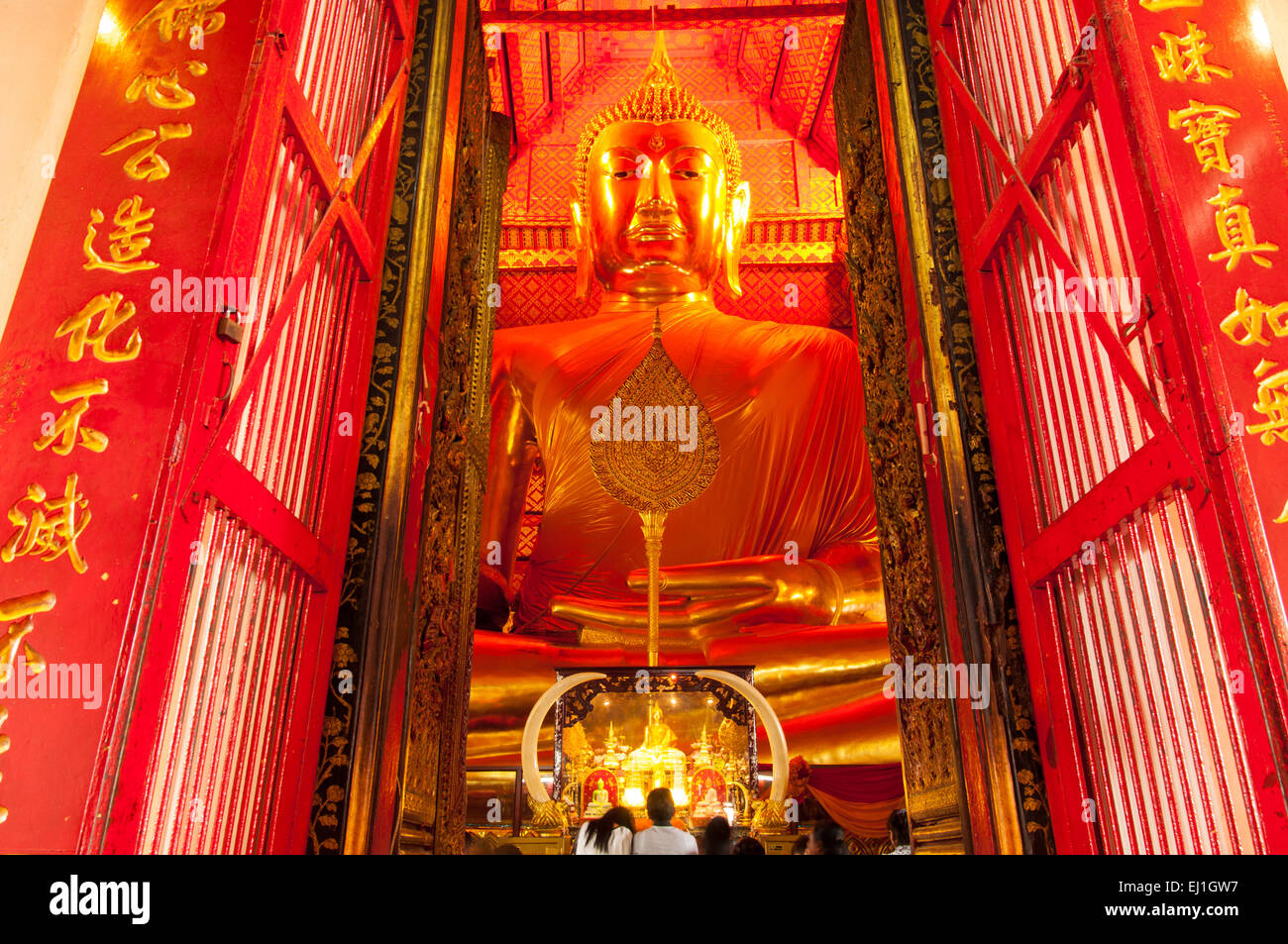 AYUTTHAYA,THAILAND-JUNE 27, 2013:The main Buddha image, Wat Phanan ...