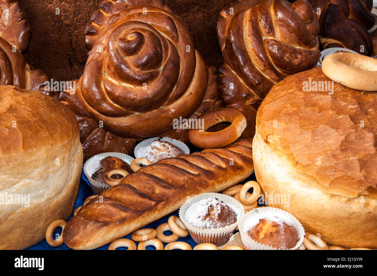 Assortment of buns bakery products produced by the very extensive ...