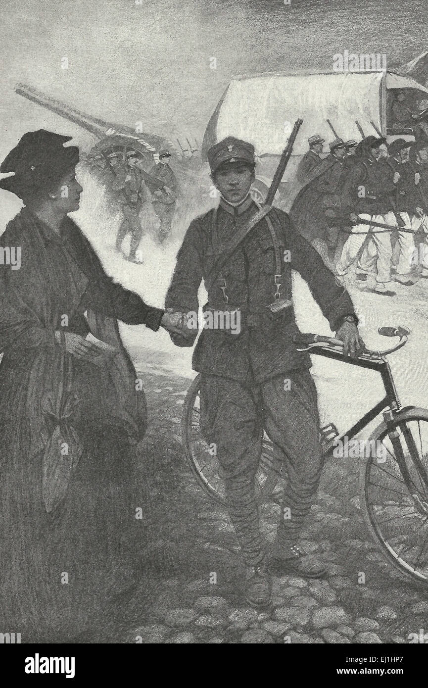 Conscript mother - A mother gets a few minutes with her son by the side ...