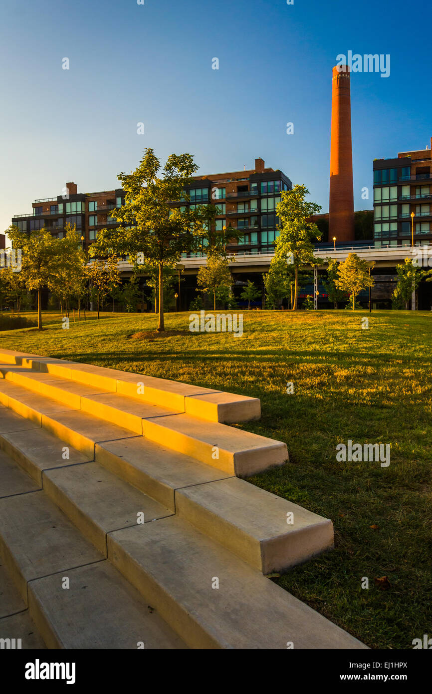 Steps and view of the smokestack in Georgetown, Washington, DC Stock ...