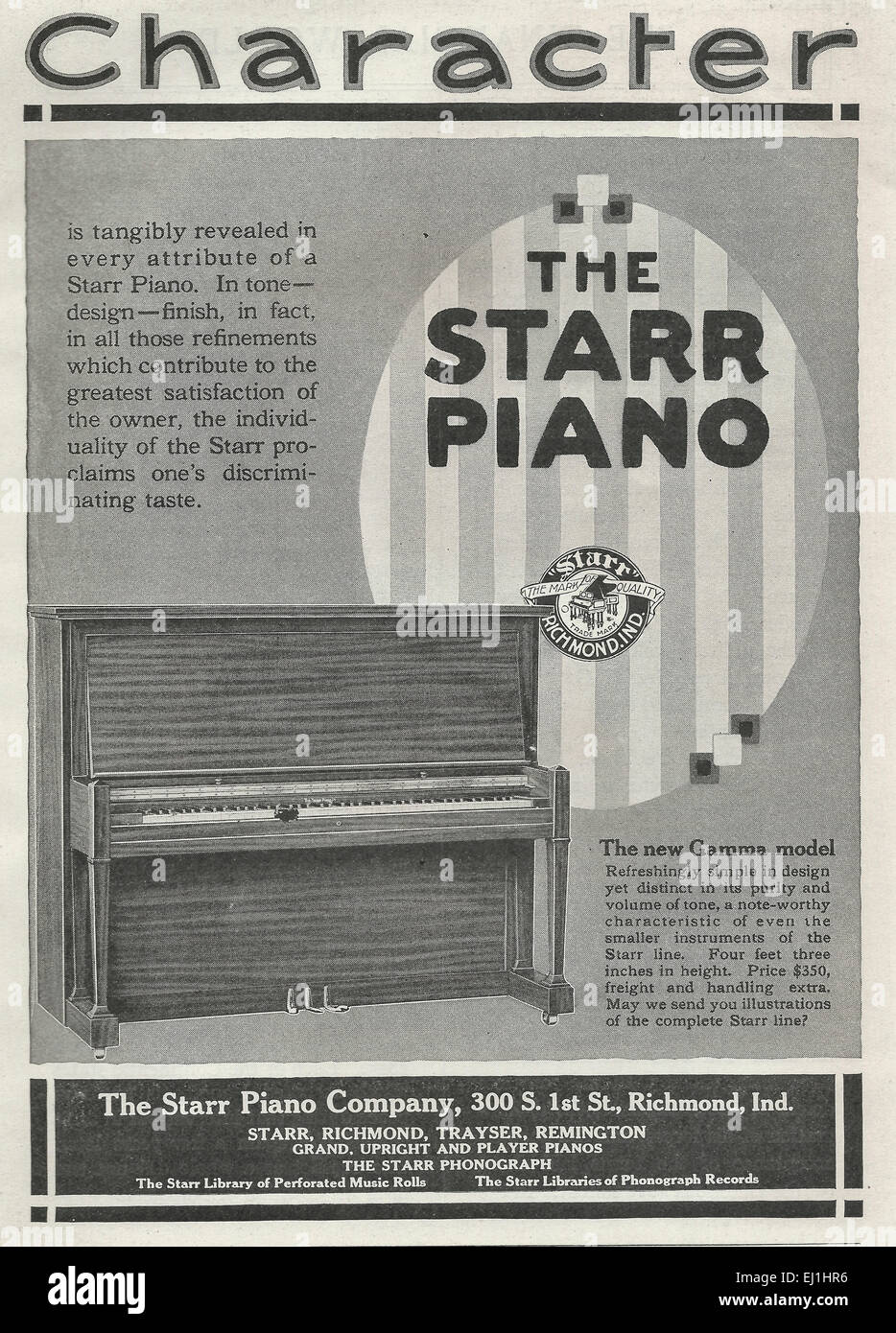 Character - The Starr Piano Advertisement 1916 Stock Photo - Alamy