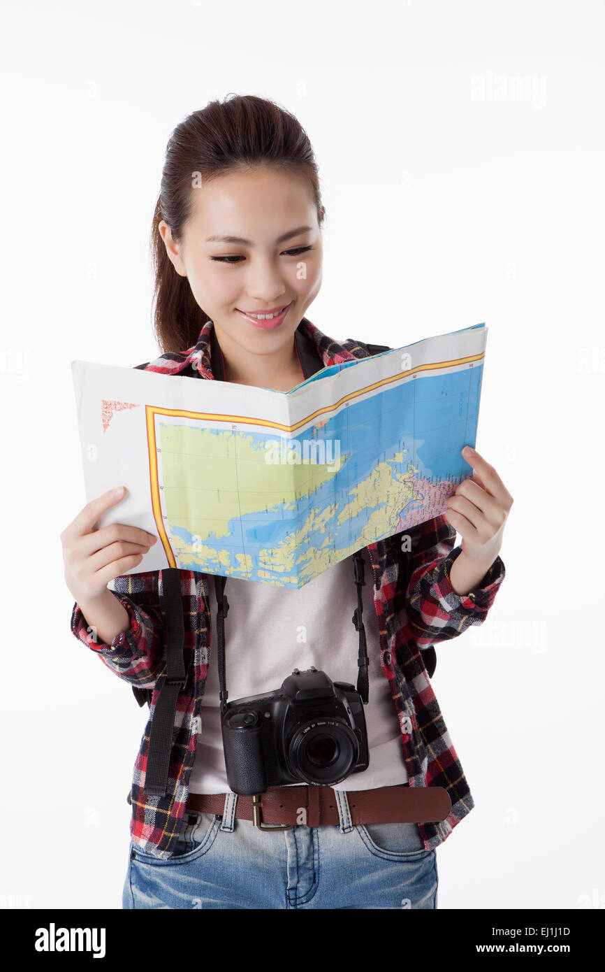Real person holding a map hi-res stock photography and images - Alamy