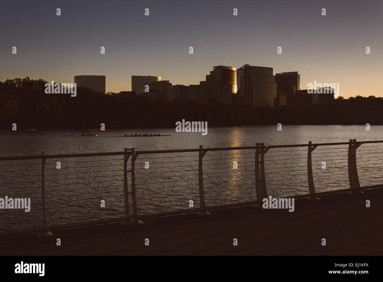 The Rosslyn skyline at sunset, seen from the Georgetown Waterfront in ...