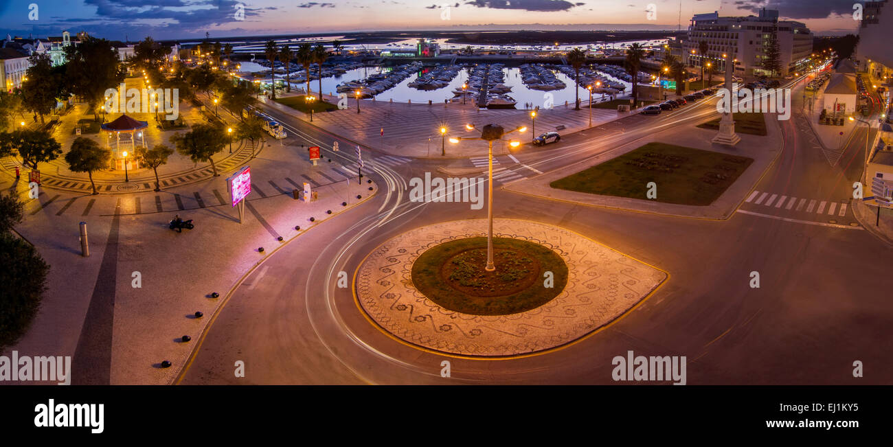 Panoramic view of the garden and marina of beautiful Faro city ...