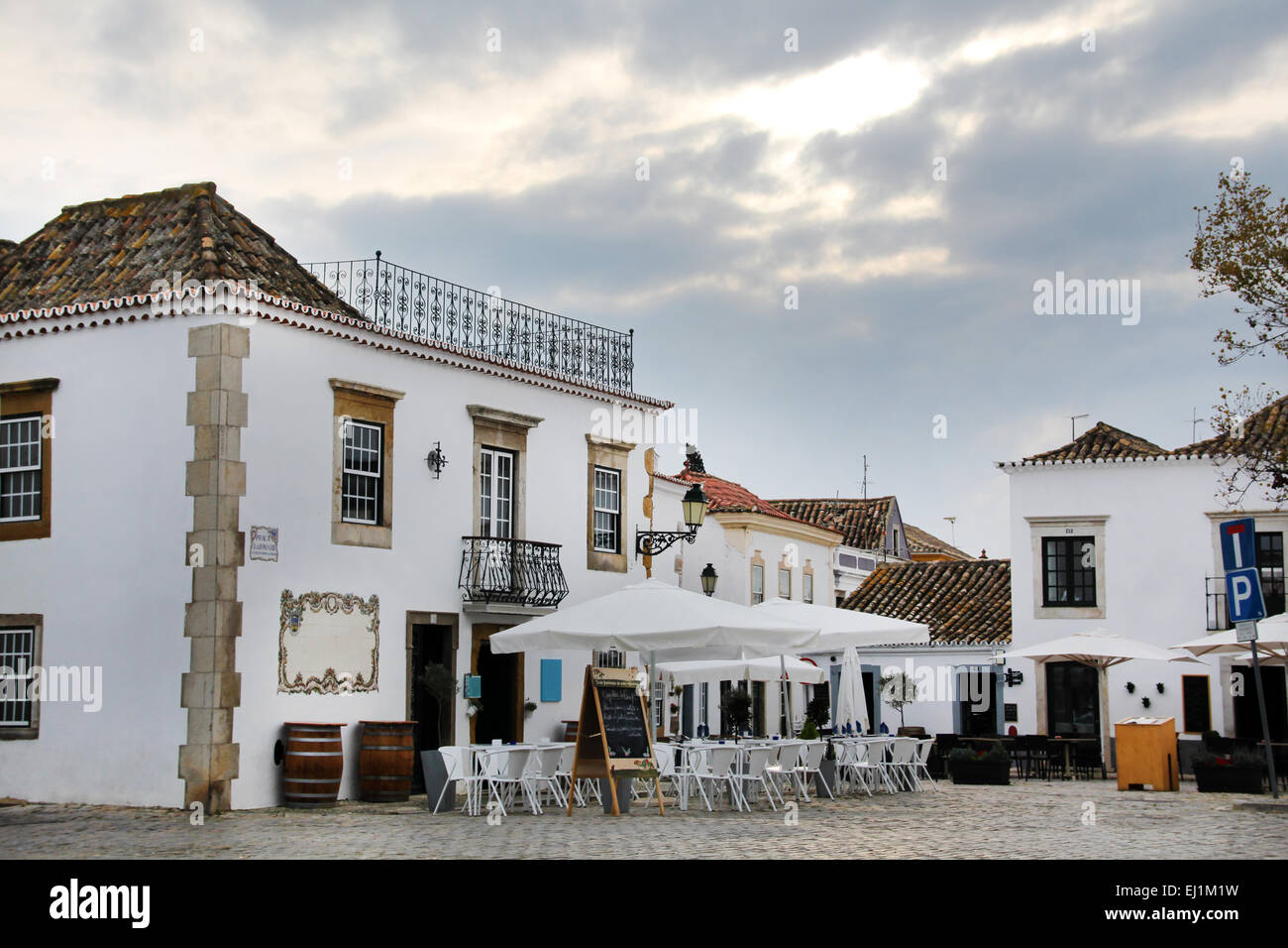 View of the traditional buildings of the tourist area of Faro, Portugal ...