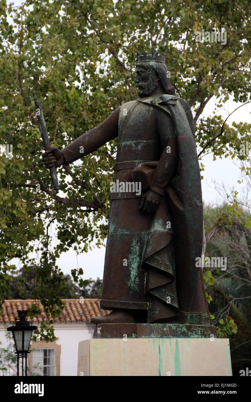 View of the statue of the first king of Portugal, D.Afonso III, located ...