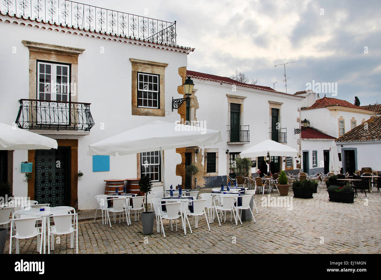 View of the traditional buildings of the tourist area of Faro, Portugal ...