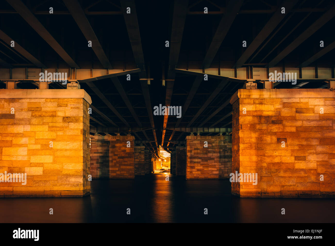Under a bridge at night, in Washington, DC Stock Photo - Alamy