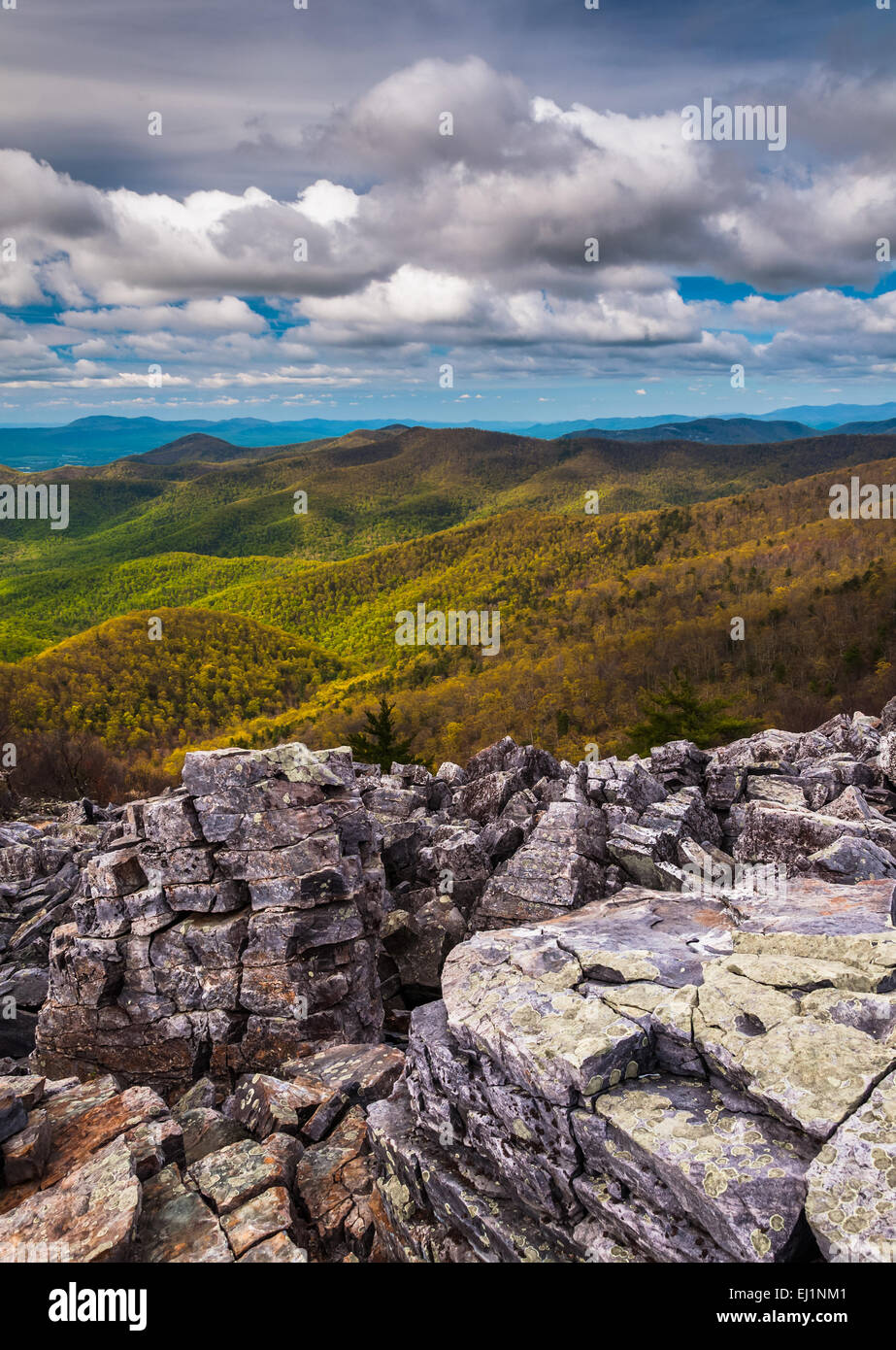 View from the boulder-covered summit of Blackrock in Shenandoah ...