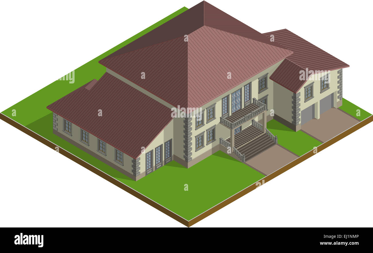 Cottage, Estate isometric Stock Photo - Alamy