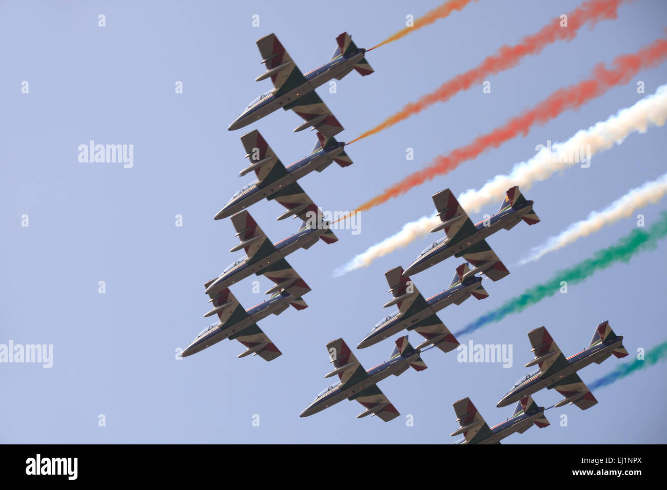 Military airbase Cameri, the Italian acrobatic team "Frecce Tricolori ...