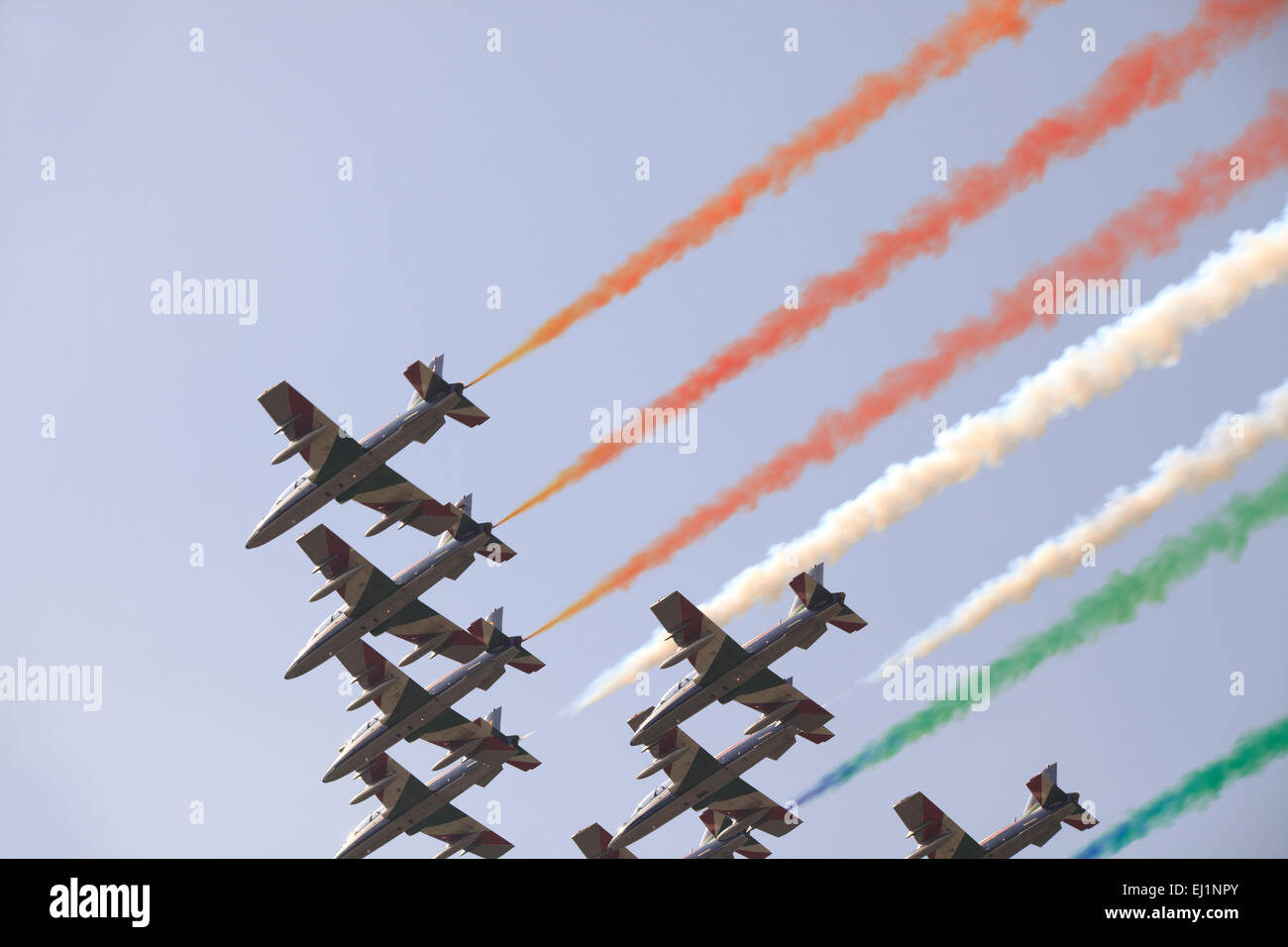 Military airbase Cameri, the Italian acrobatic team "Frecce Tricolori ...