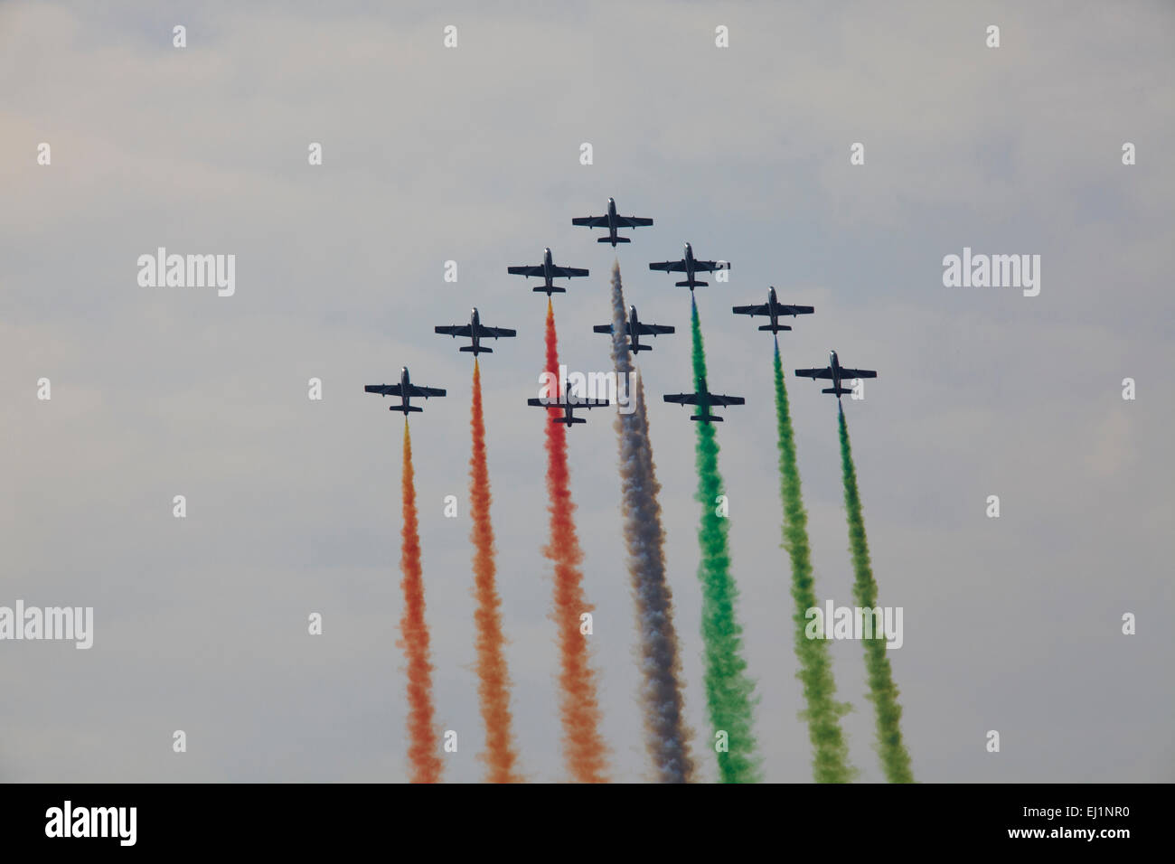Military airbase Cameri, the Italian acrobatic team "Frecce Tricolori ...