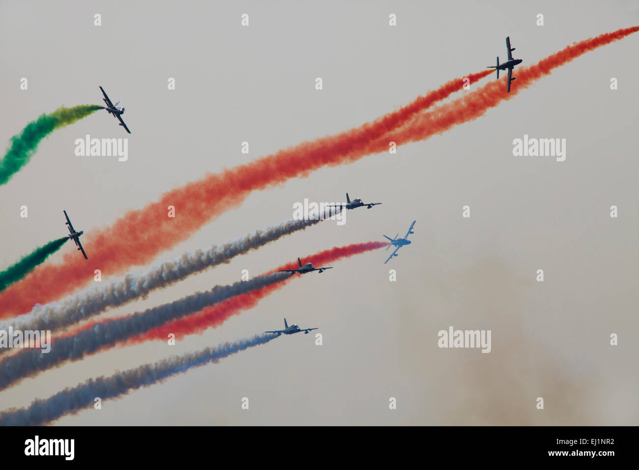 Military airbase Cameri, the Italian acrobatic team "Frecce Tricolori ...
