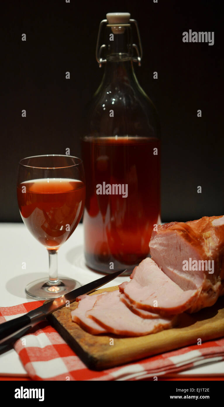 Smoked pork fillet with wine Stock Photo - Alamy