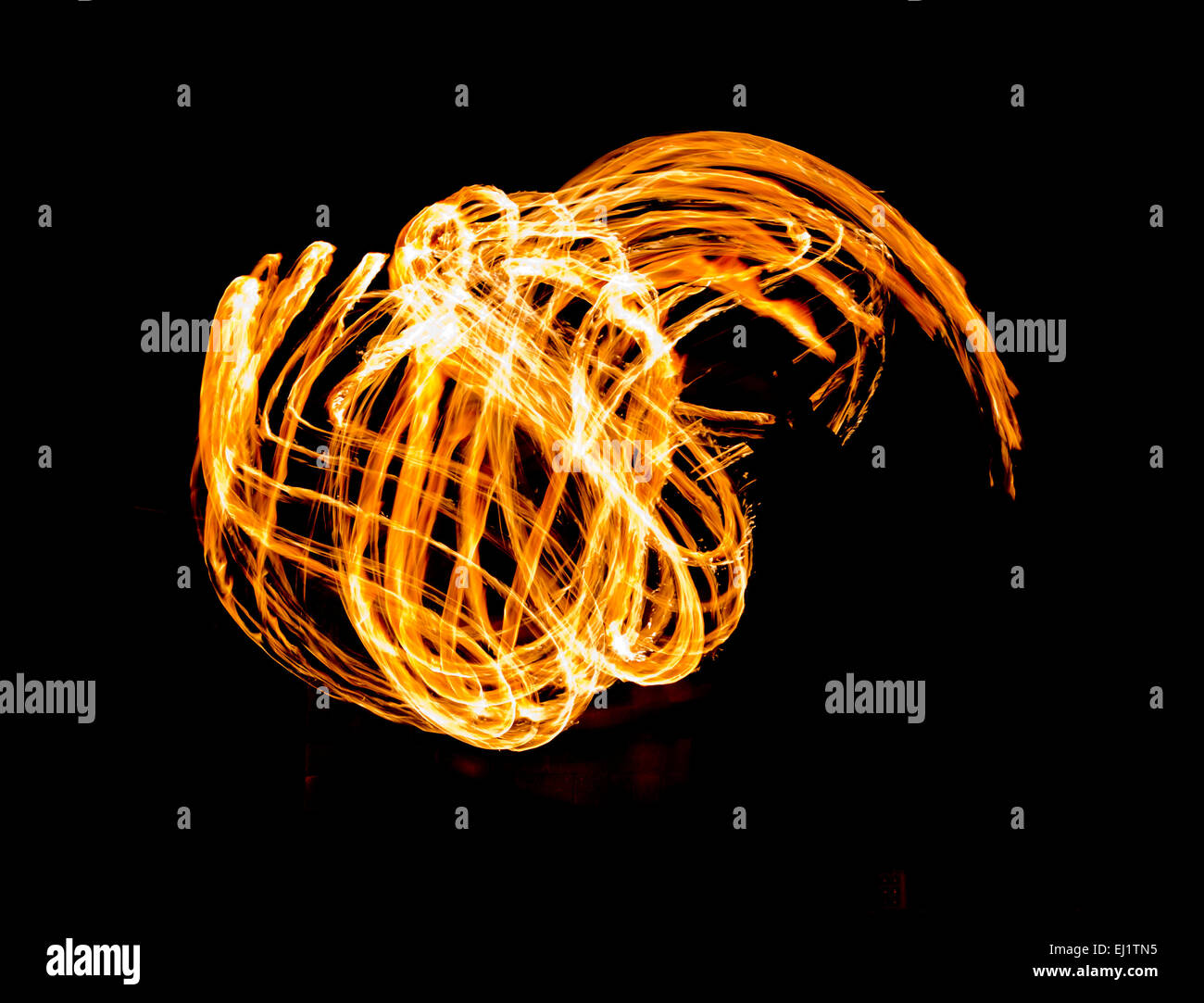 Fire Show Flaming Trails Stock Photo - Alamy