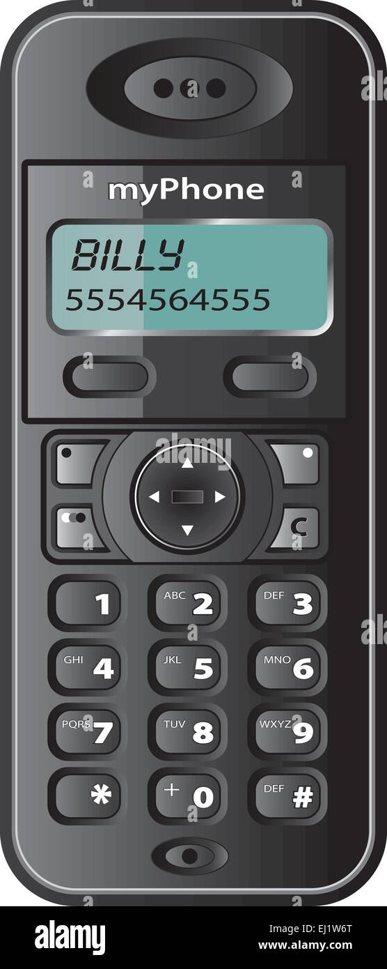 A classical black mobile phone with name and number on the display ...