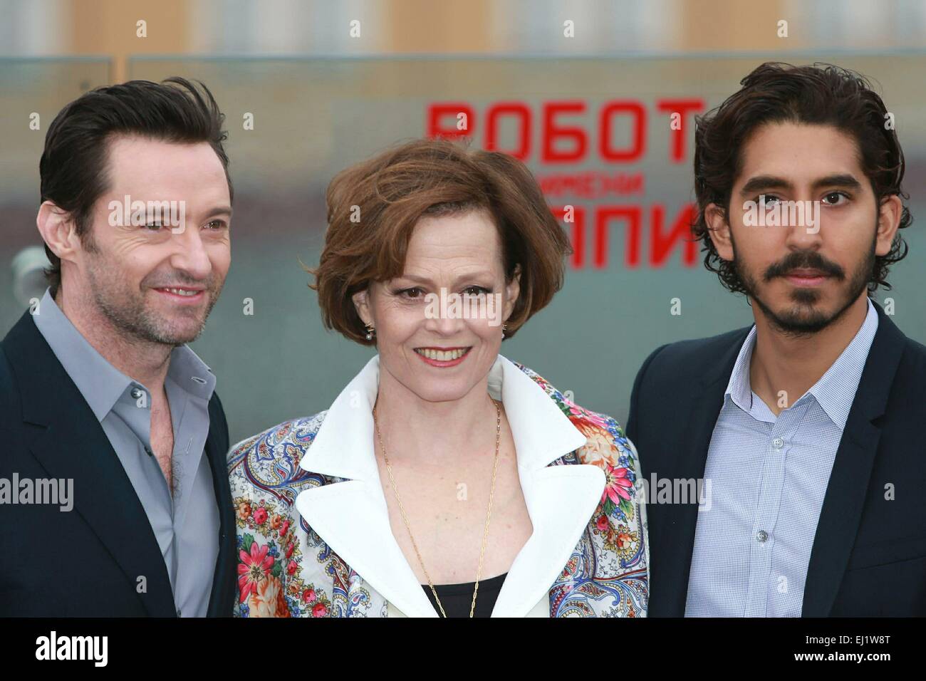 March 1, 2015. Moscow, Russia. From left: Hugh Jackman, Sigourney ...