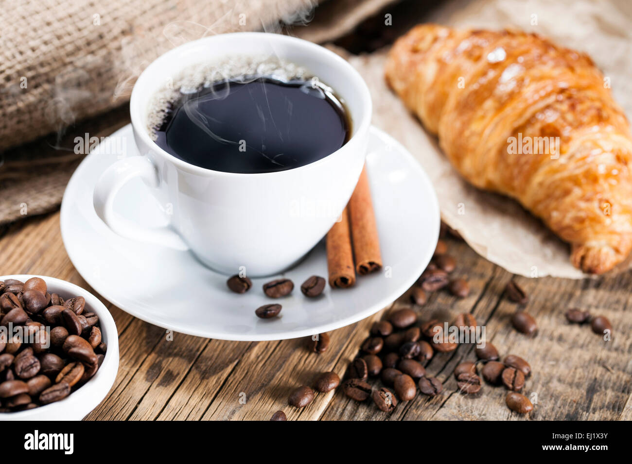 Delicious coffee with sweets on a wooden table, studio shoot by dSLR ...