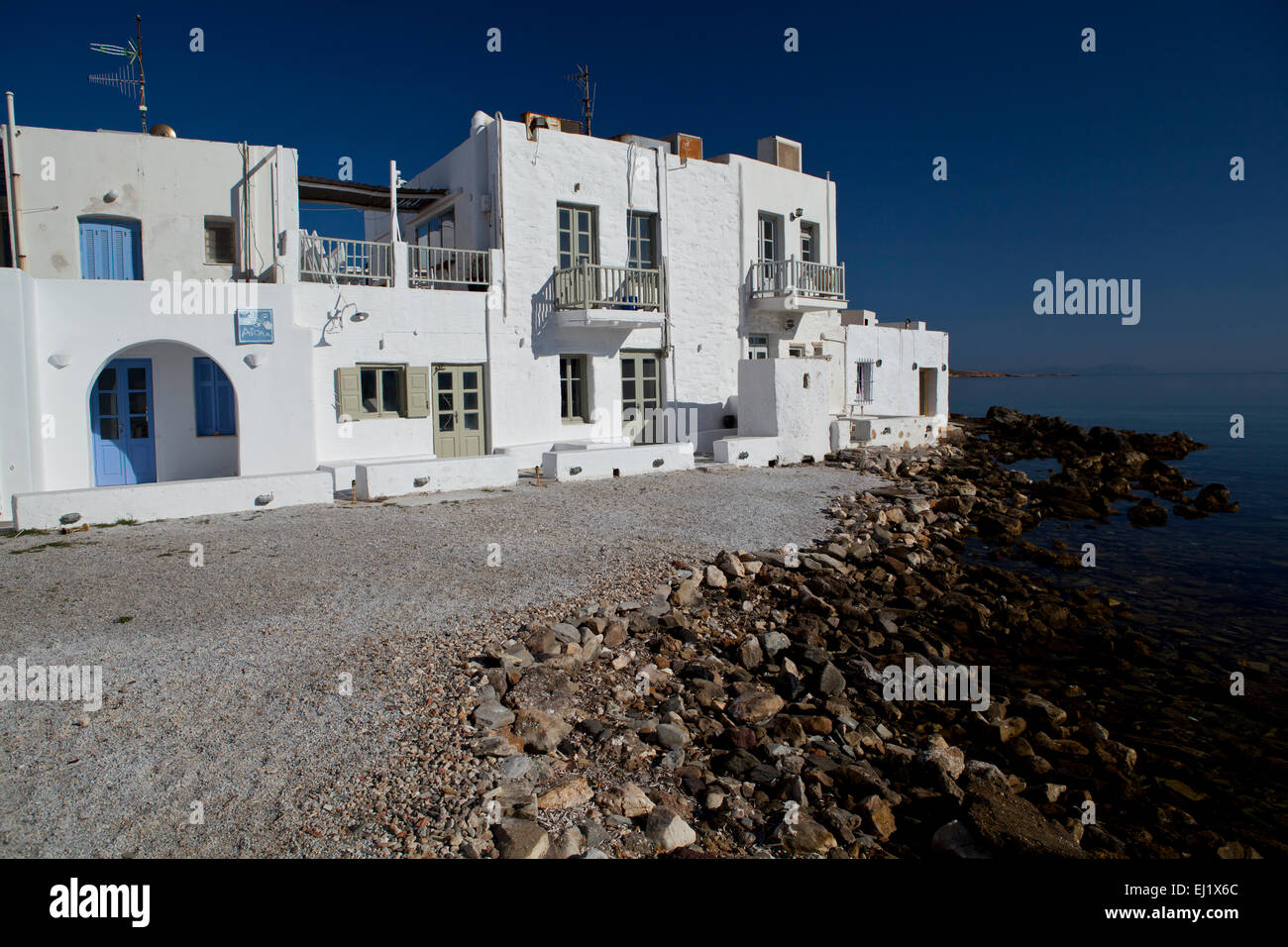 The port and coastline of Naoussa in Paros, Greece Stock Photo - Alamy