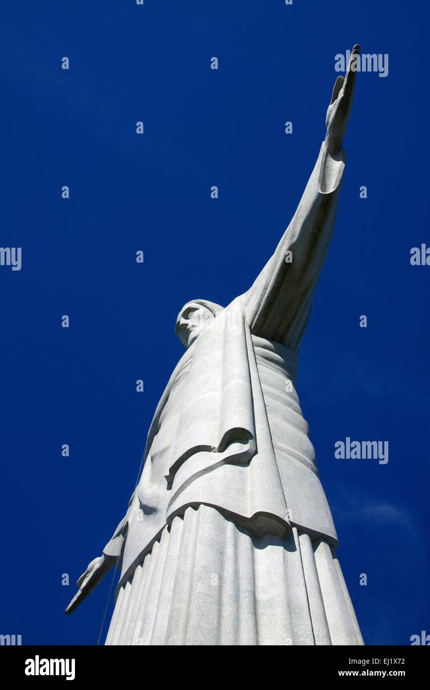 Statue of Christ the redeemer in mount Corcovado Rio de Janeiro Brazil ...