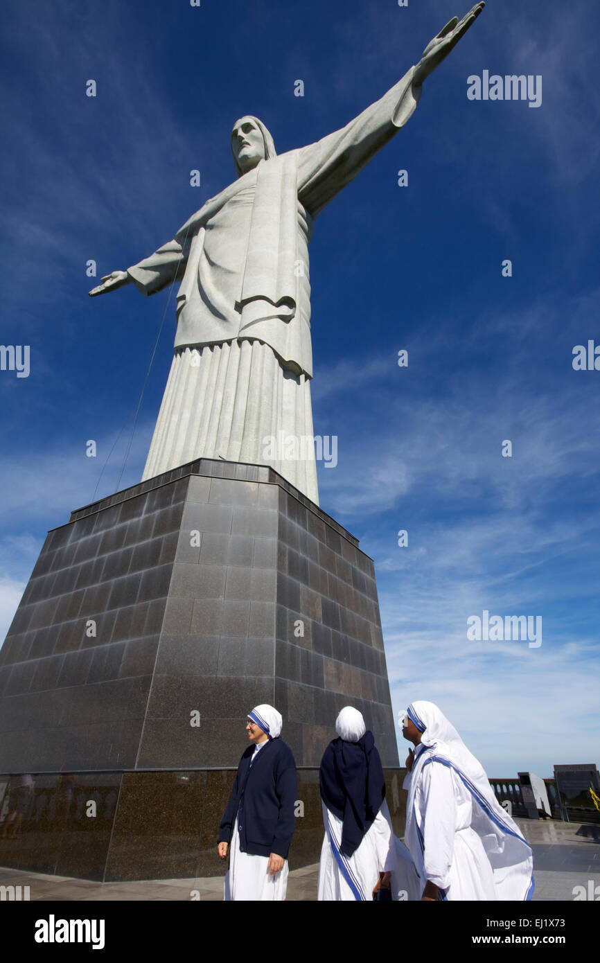 Statue of Christ the redeemer in Mount Corcovado Rio de Janeiro Brazil ...