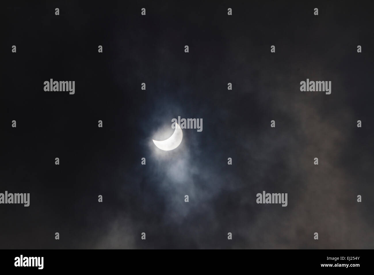 20th March 2015. The partial solar eclipse of 20th March 2015 as seen ...