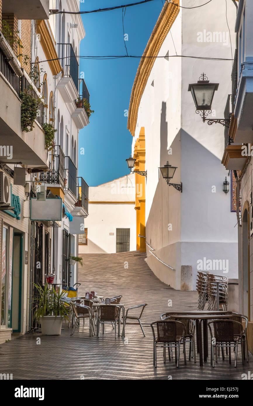 Close view of a typical european street on the small village of ...