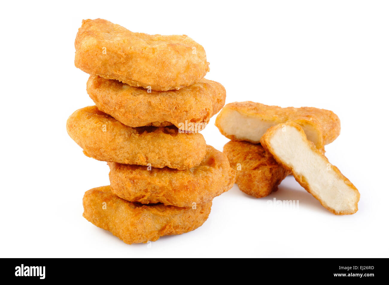 Fried chicken nuggets isolated on white background Stock Photo - Alamy