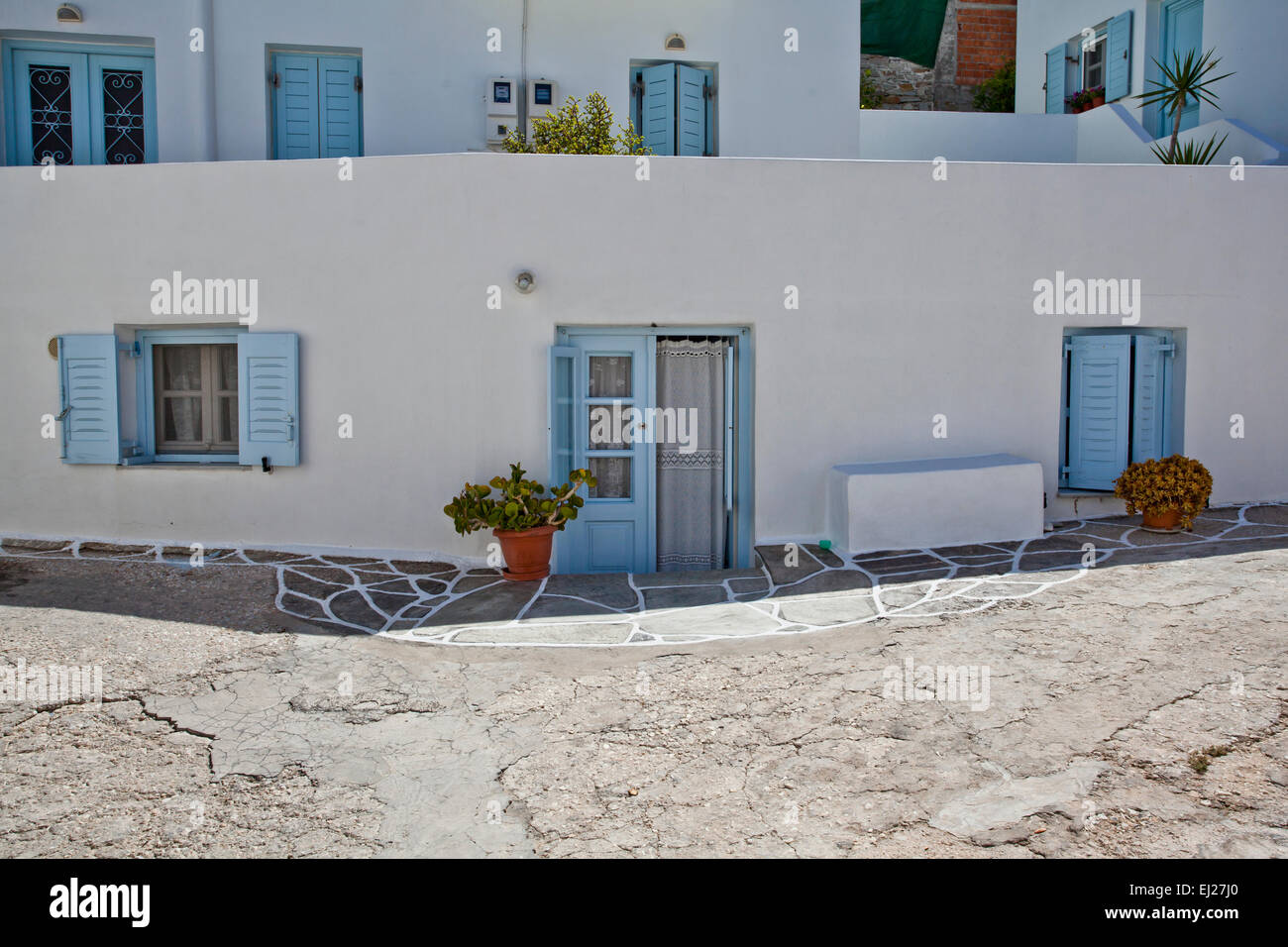 Traditional colourful House details in Naoussa in Paros, Greece Stock ...