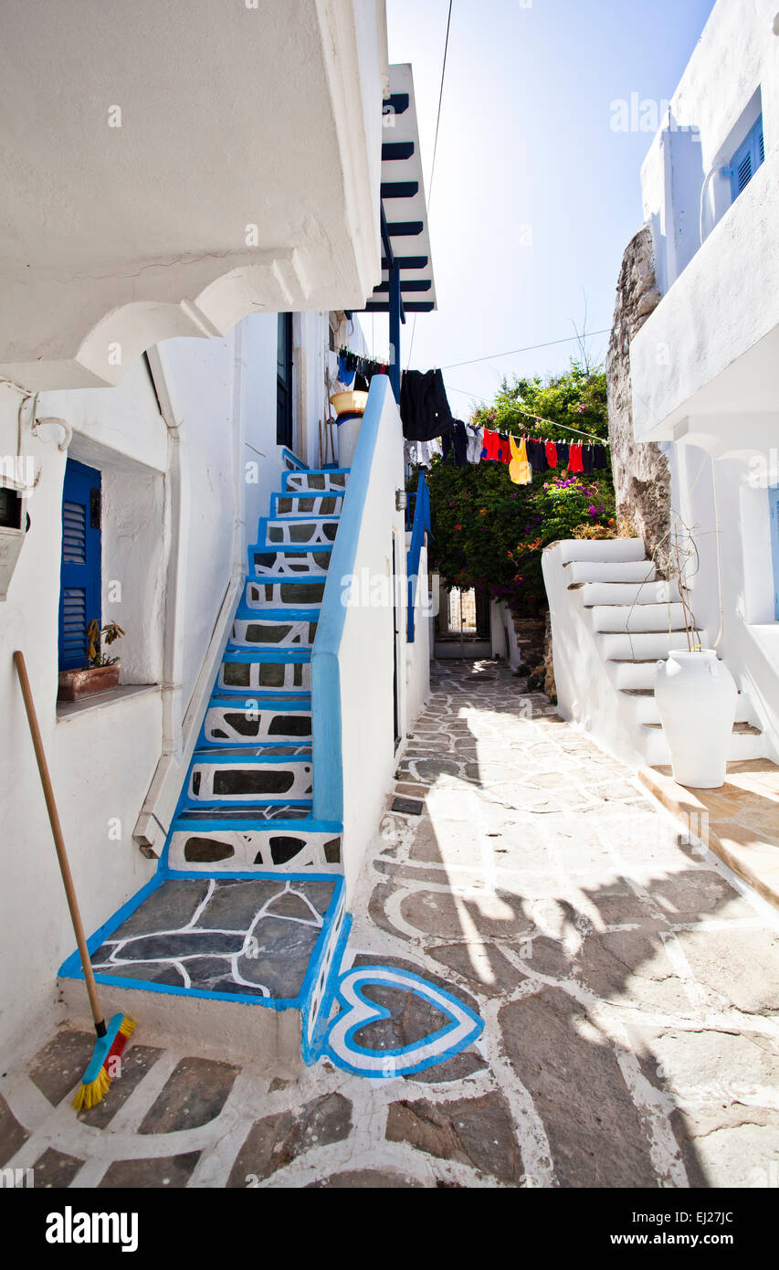 Colourful painted house steps with Love Heart design in Naoussa in ...