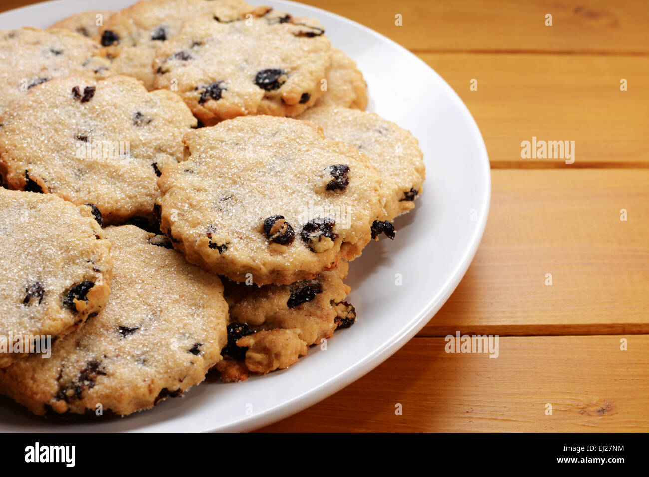 Close-up of delicious traditional Easter currant biscuits on a white ...