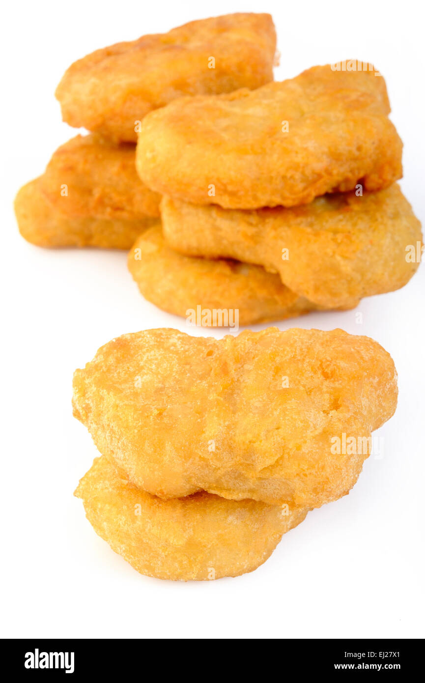 Fried chicken nuggets isolated on white background Stock Photo - Alamy