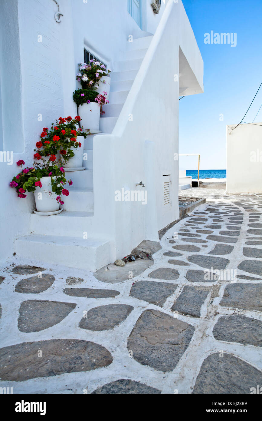 Typical paros street in naoussa hi-res stock photography and images - Alamy