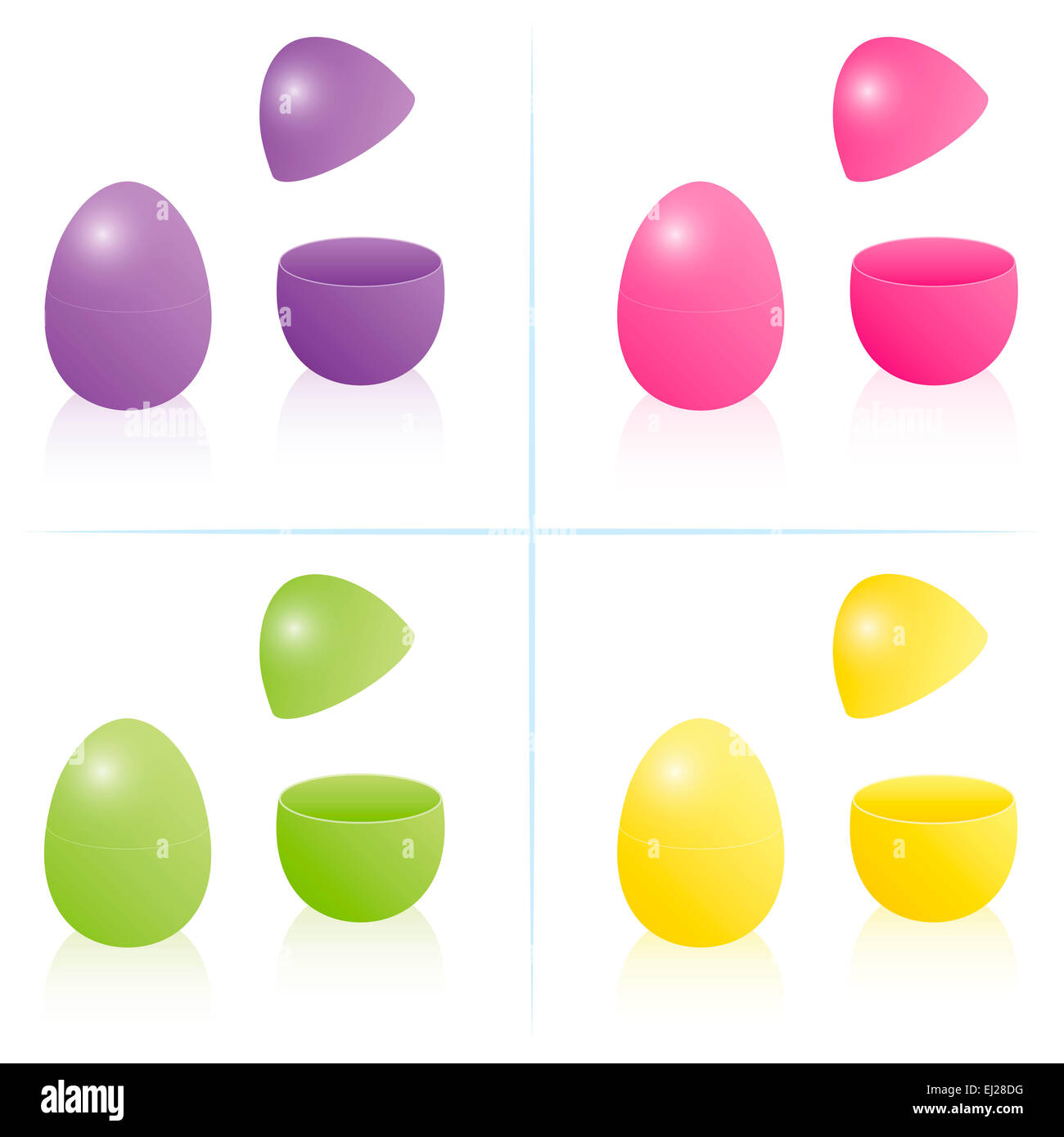 Easter egg boxes, closed and opened to be filled - in the four bright ...