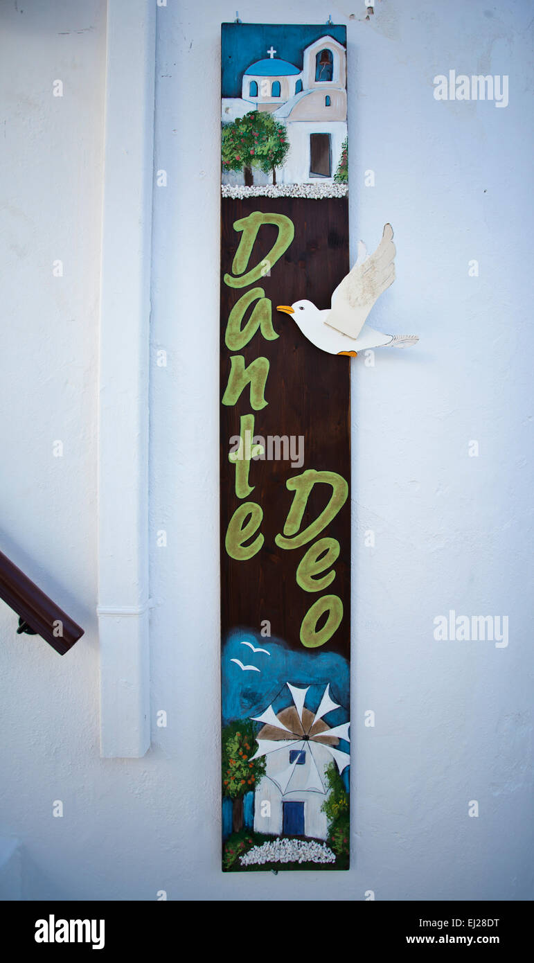 Typical Street sign in Naoussa in Paros, Greece Stock Photo - Alamy