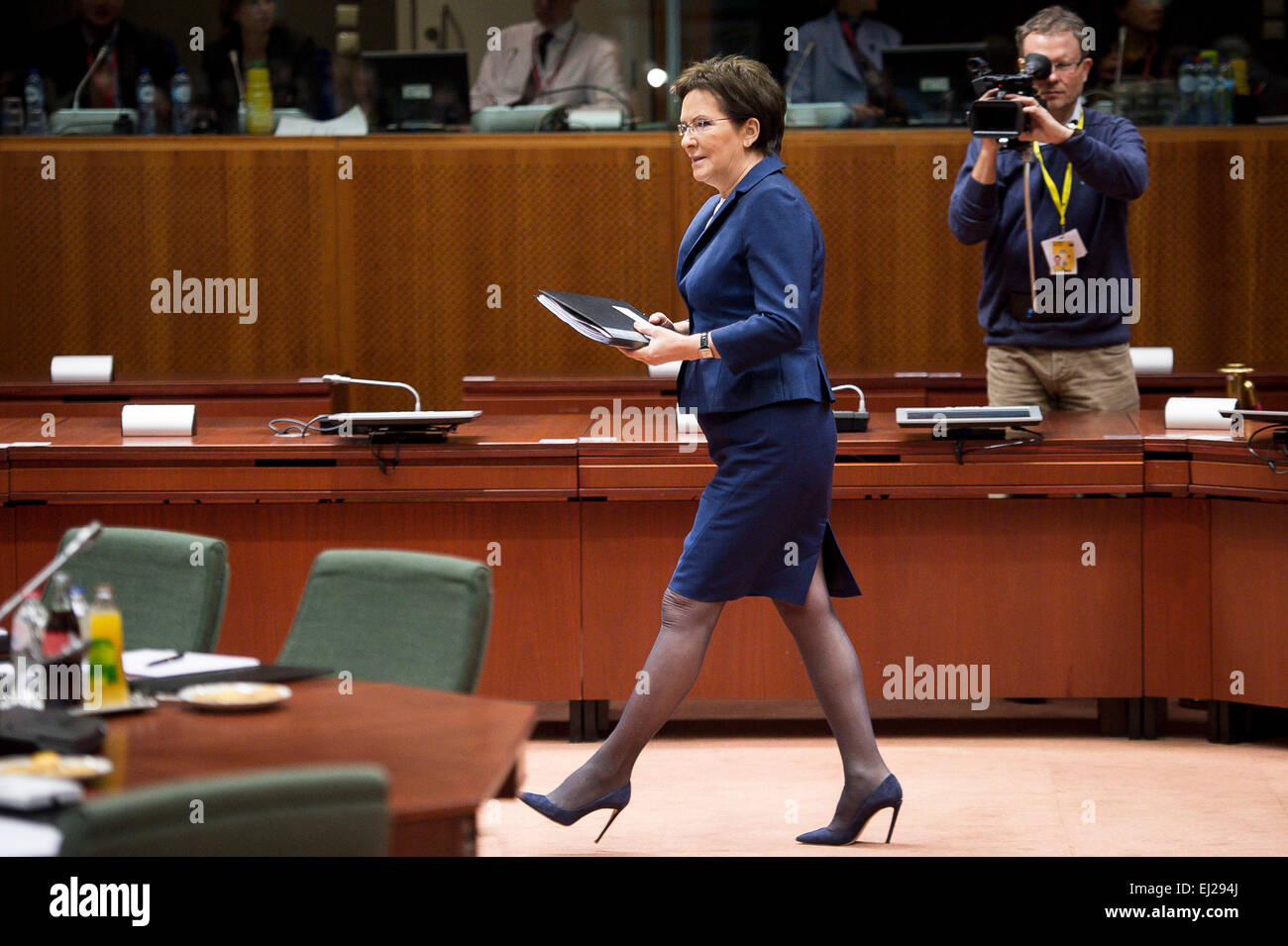 Brussels, Bxl, Belgium. 20th Mar, 2015. Polish Prime Minister Ewa Kopacz arrives prior to secod ...