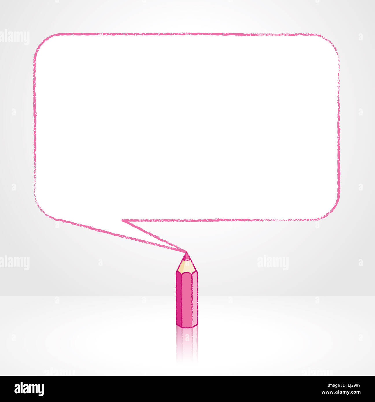 Pink Pencil with Reflection Drawing Smooth Rectangular Speech Bubble on ...