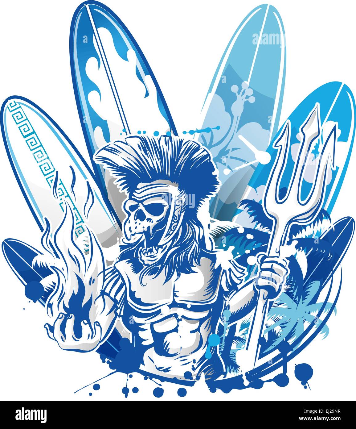 poseidon death surfer on surfboard background Stock Vector Image & Art ...