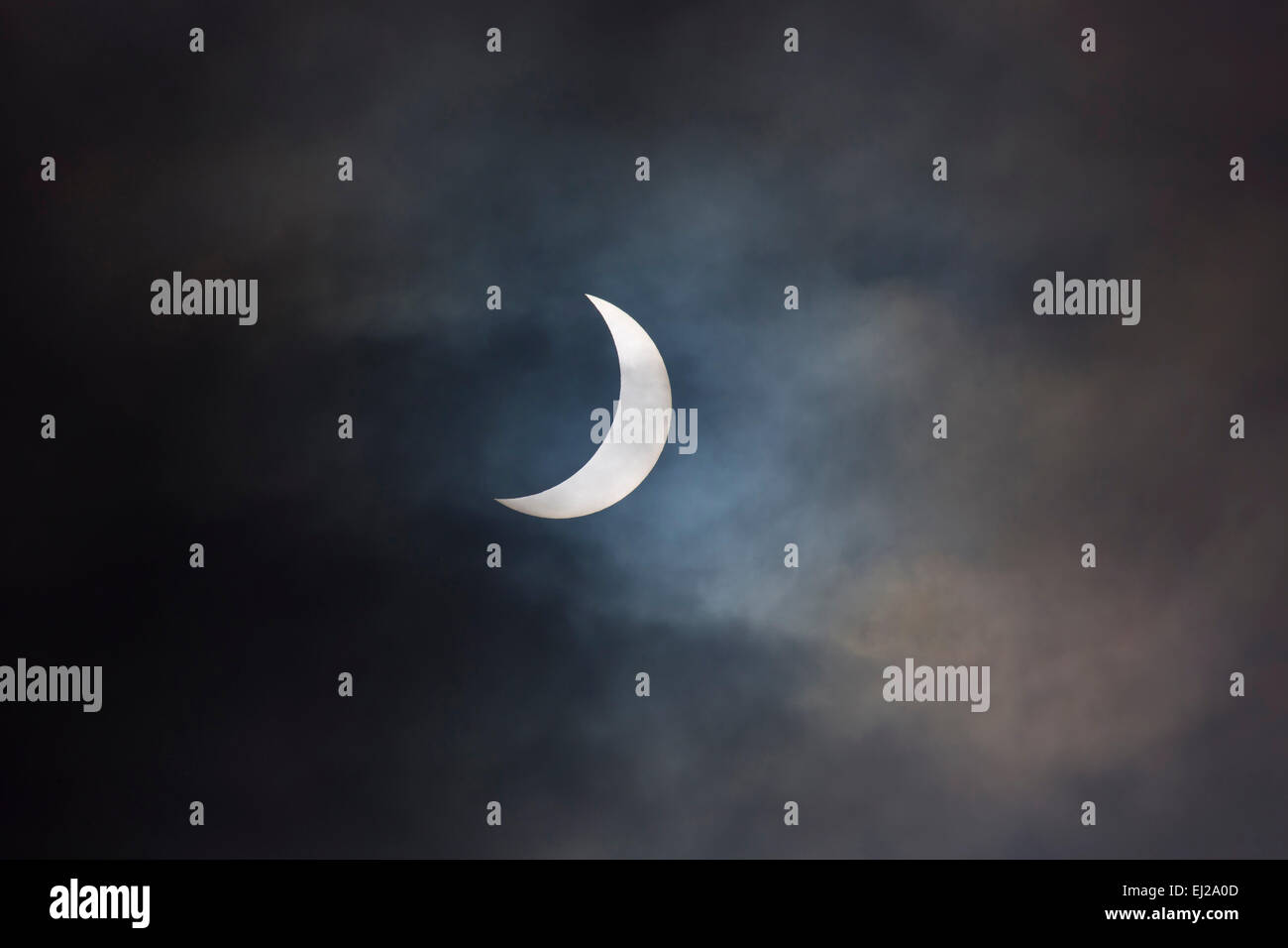 Cotswolds, UK. 20th Mar, 2015. 09.45 Solar eclipse - partial eclipse of ...