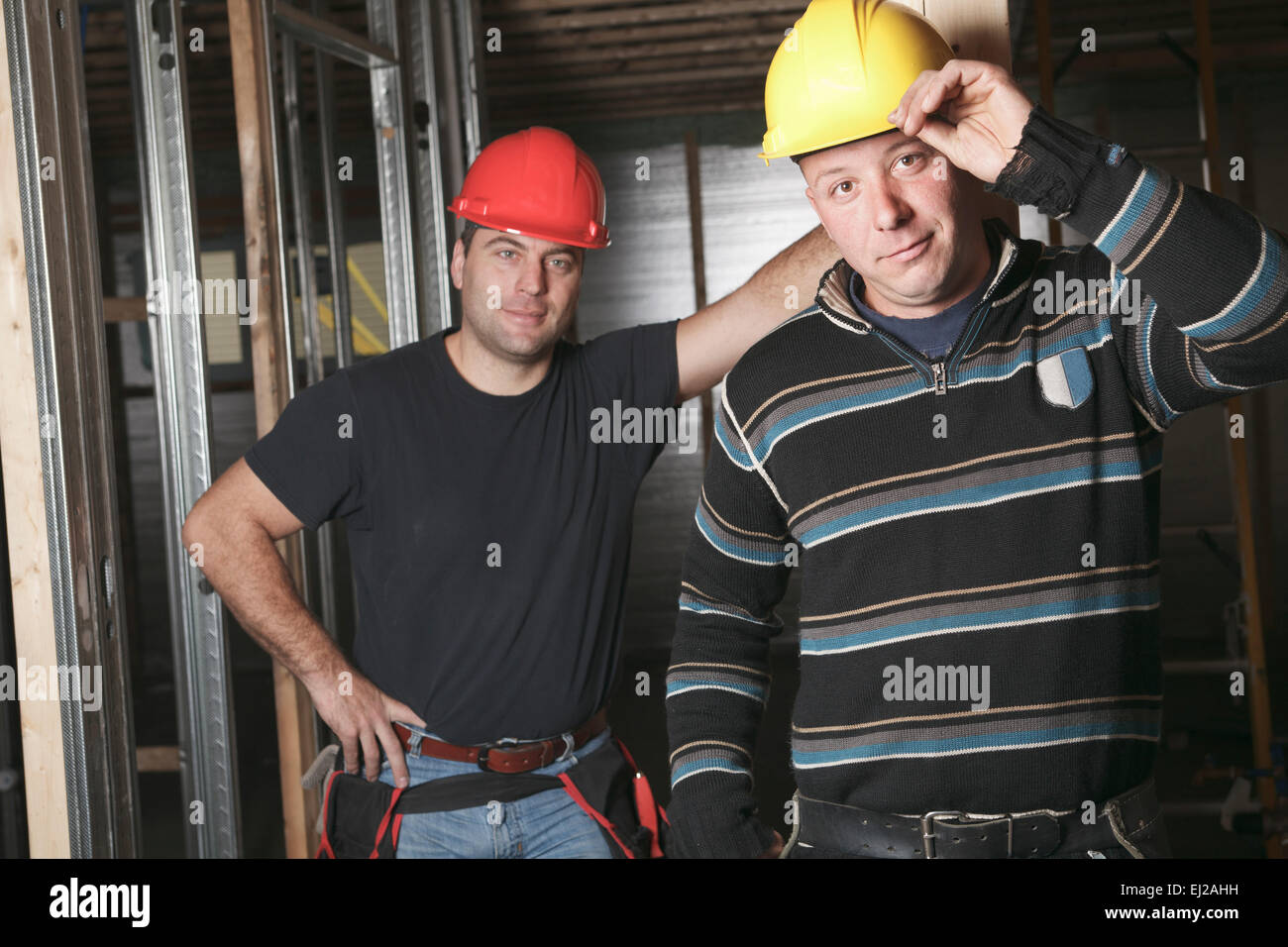 Construction men working outside Stock Photo - Alamy