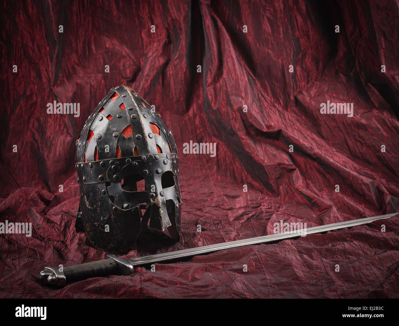 Medieval Armour Helmet Sword Red High Resolution Stock Photography and ...