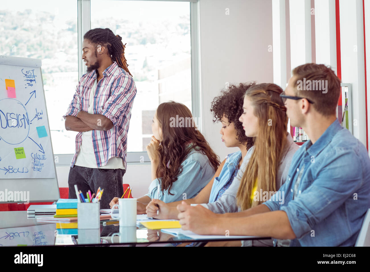 Students looking at white board Stock Photo - Alamy