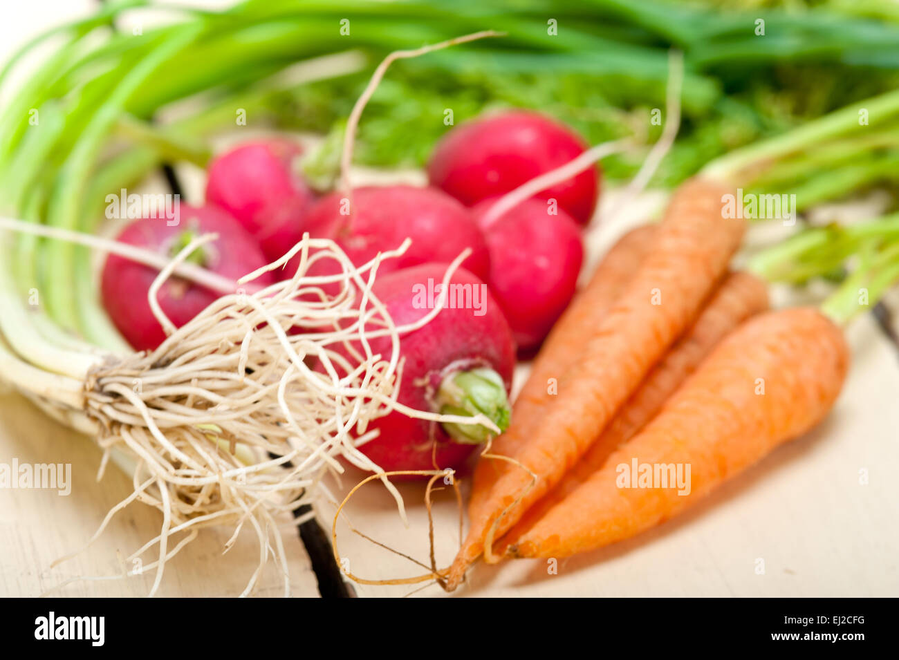 raw root vegetable on a rustic white wood table Stock Photo - Alamy