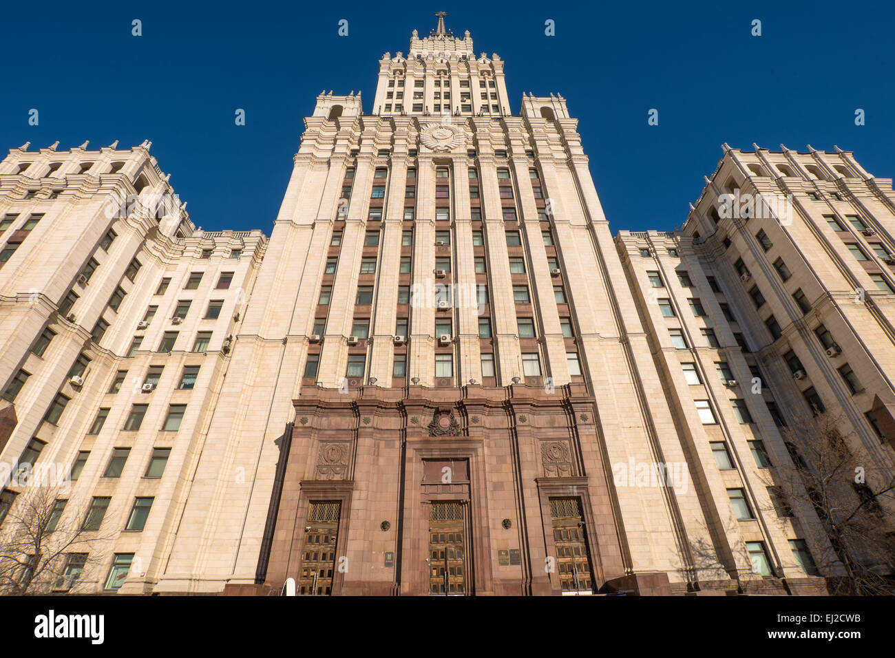 Soviet stalin skyscraper on Square of red gate in Moscow, Russia Stock ...
