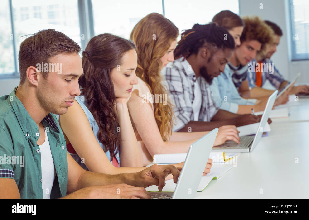Fashion students using laptop Stock Photo - Alamy