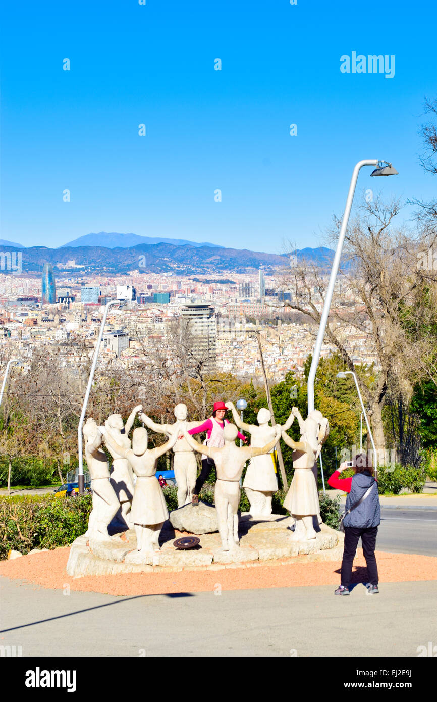 Monument to 'sardana', Catalan traditional dance. Barcelona, Catalonia ...