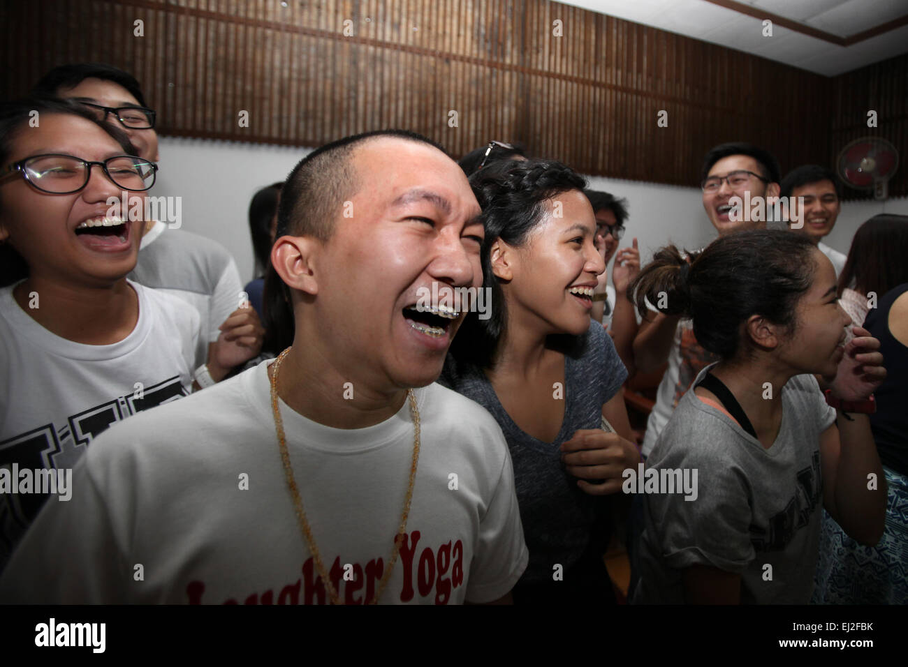 Quezon City, Philippines. 20th Mar, 2015. Students laugh as they ...